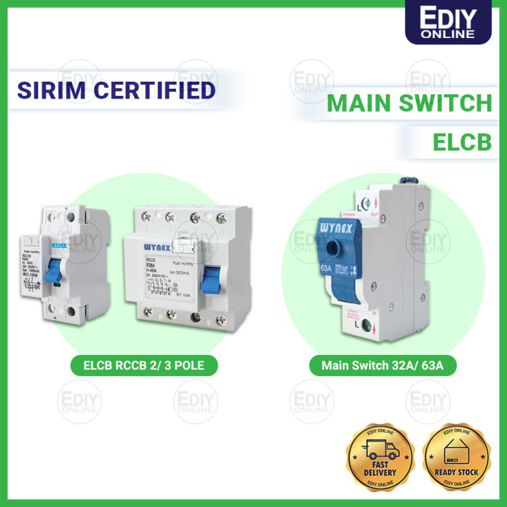 【NEW】 WYNEX SIRIM ELCB RCCB MAIN SWITCH FUSE ISOLATOR DISCONNECTOR 32A ...