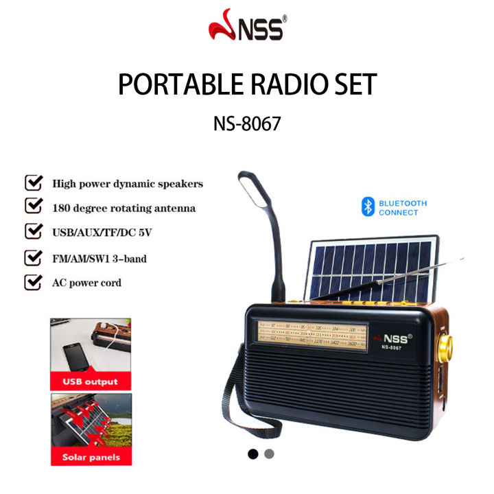 NSS solar radio Portable Bluetooth Radio FM/AM/SW TF Card Slot ...