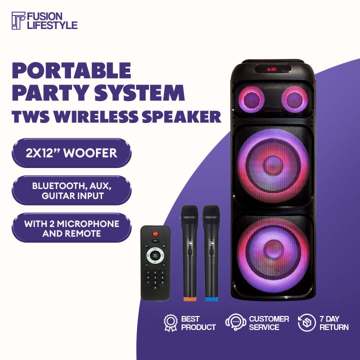 FUSION LIFESTYLE Portable Party Speaker TWS Wireless Speaker 12" Woofer ...