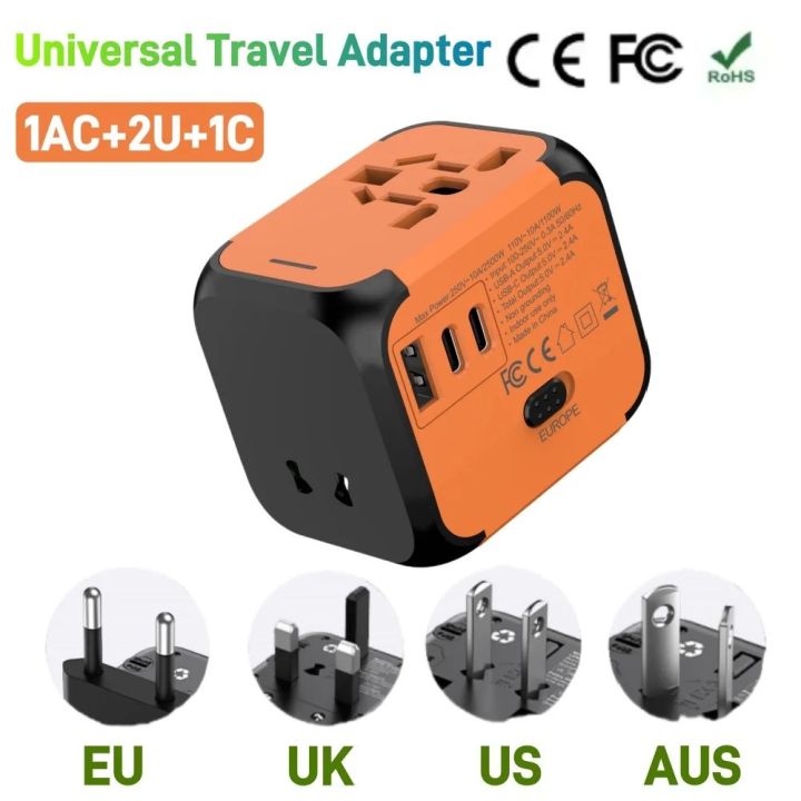 Universal Travel Adapter, Multi Plug 220v to 5v Outlet usb Type c ...