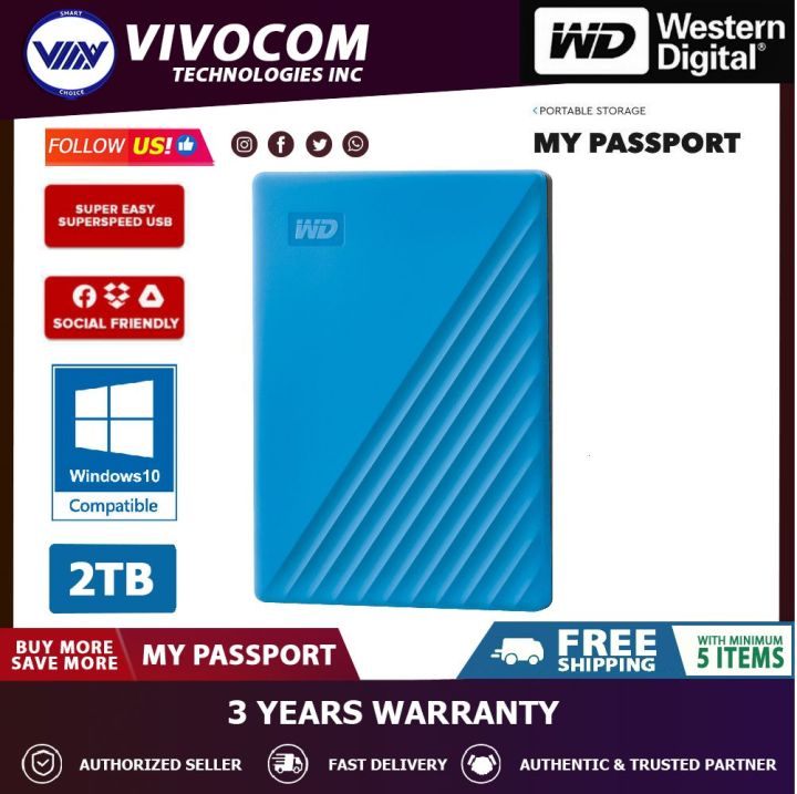 WD My Passport 2TB (Blue) Portable Hard Drive | Lazada PH