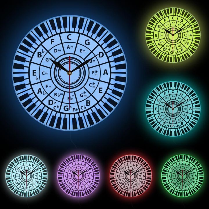 Piano Keys Wall Clock Musician Circle Of Fifths Music Harmony Theory ...