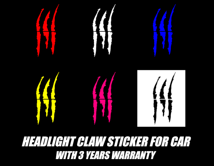 HEADLIGHT CLAW STICKER for CAR with 3years warranty LxH 5"x12" *fade ...