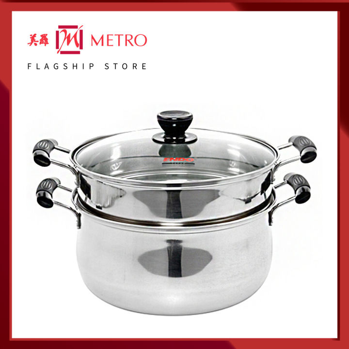 Endo 28cm 2 Tier Stainless Steel Steamer E-S282T | Lazada Singapore