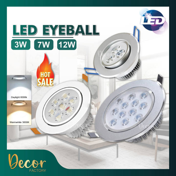 LED EYEBALL 3W 7W 12W Recessed Ceiling Downlight LED Spot Eye ball Bulb ...