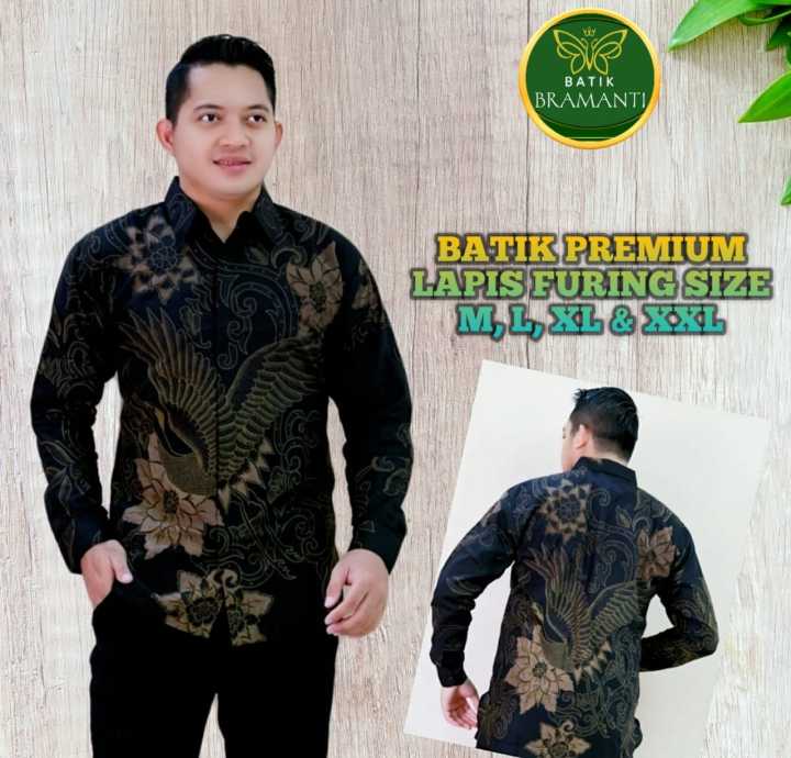 Batik Pria Modern Mewah Anak Muda Batik Pria Lengan Panjang Hitam jumbo ...