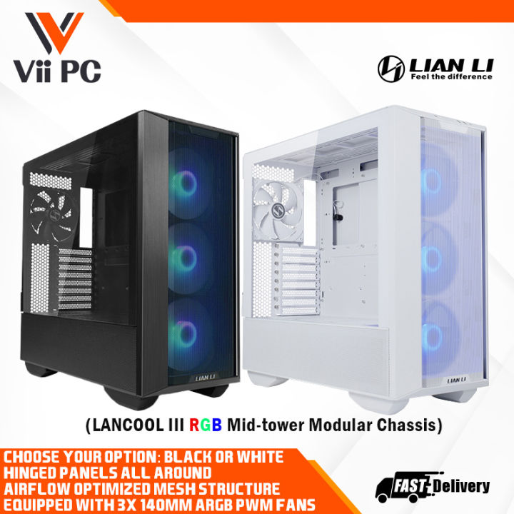 Lian Li LANCOOL III RGB, Fully Mesh Design, Hinged Flip Panel, 4×140 ...