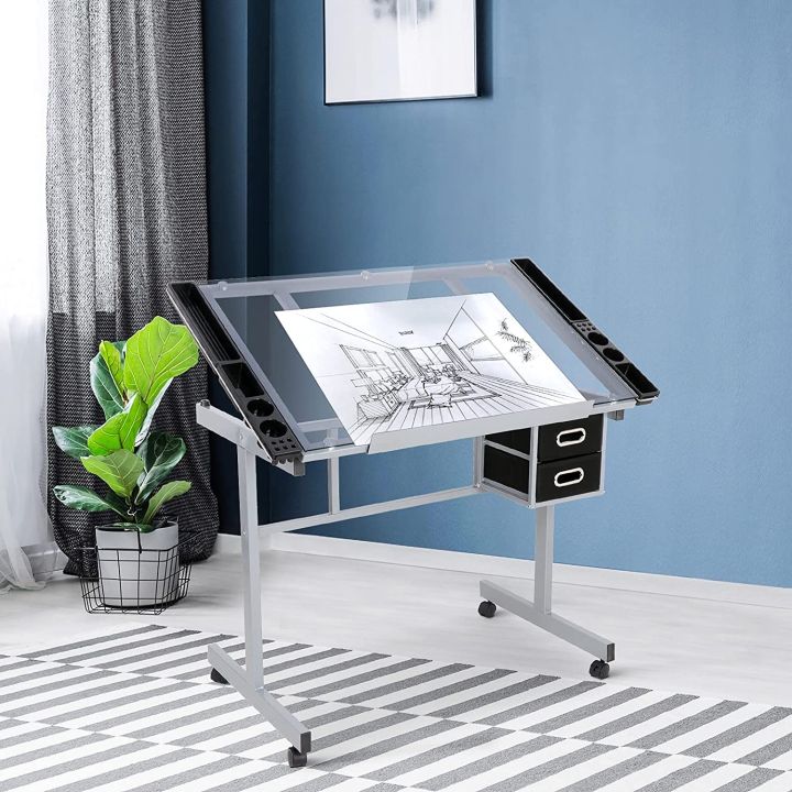 Artist Loft Glass top adjustable drawing table, drafting table ...