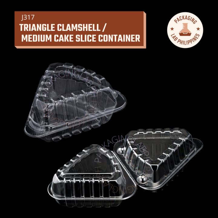 [10/50pcs] Medium Cake Slice Container Triangle Plastic Clamshell ...