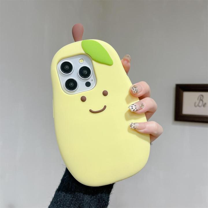 3D Fruit Pear Cute Silicone Soft Phone Case For iPhone 16 15 Plus 13 14 ...