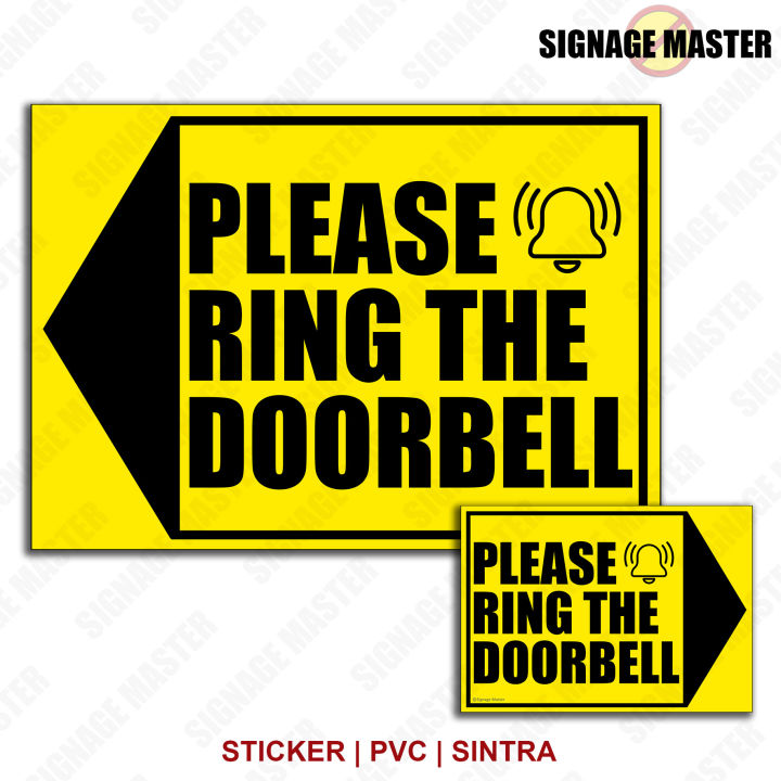 Ring the Doorbell - Signage Sticker PVC Sintra Board Label - A4 /A5 ... Ring the Doorbell - Signage Sticker PVC Sintra Board Label - A4 /A5 ...