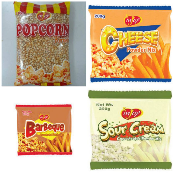 Injoy Popcorn Kernel and Powder (Cheese, Sour Cream, Barbeque BBQ Fries ...