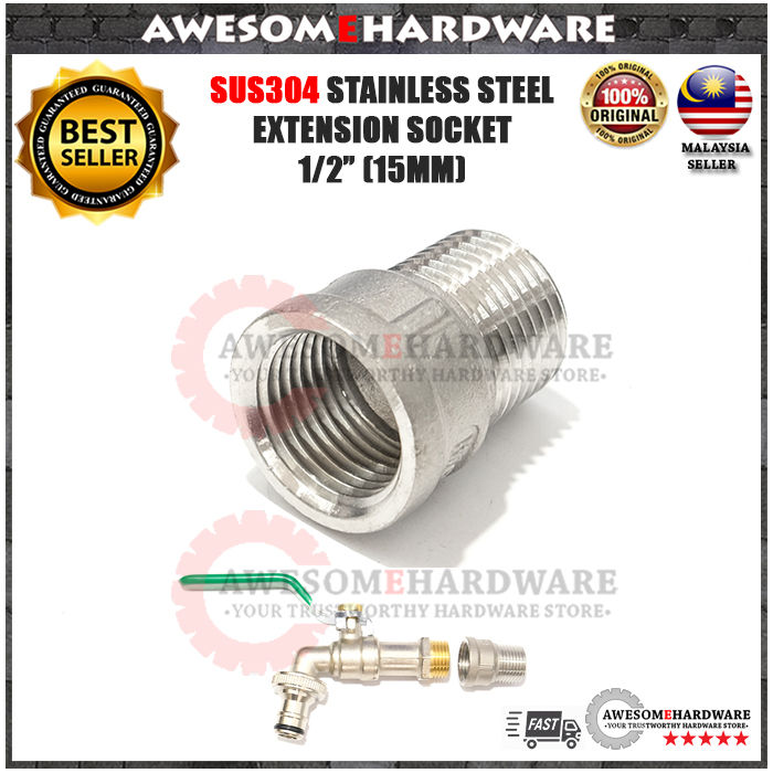 (SUS304) 1/2" STAINLESS STEEL FAUCET TAP EXTENSION SOCKET MALE FEMALE ...