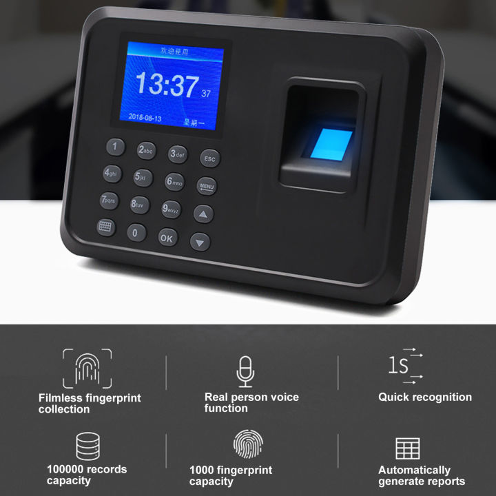 Employee Time Clock Fast Recognition 100-240V Fingerprint Time ...