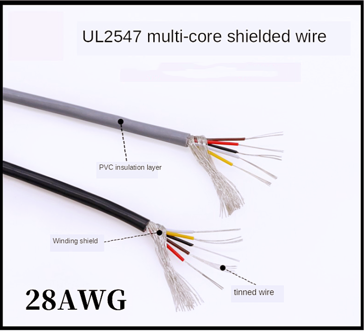 5Meters UL2547 Shielded Signal Cable 28AWG PVC Insulated Tinned Copper Cable 2 3 4 Cores Multi ...