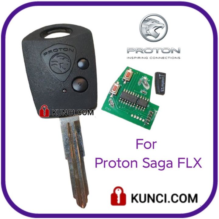 ♩Proton Saga FLX VVT remote control with key and immobilizer chip set ...