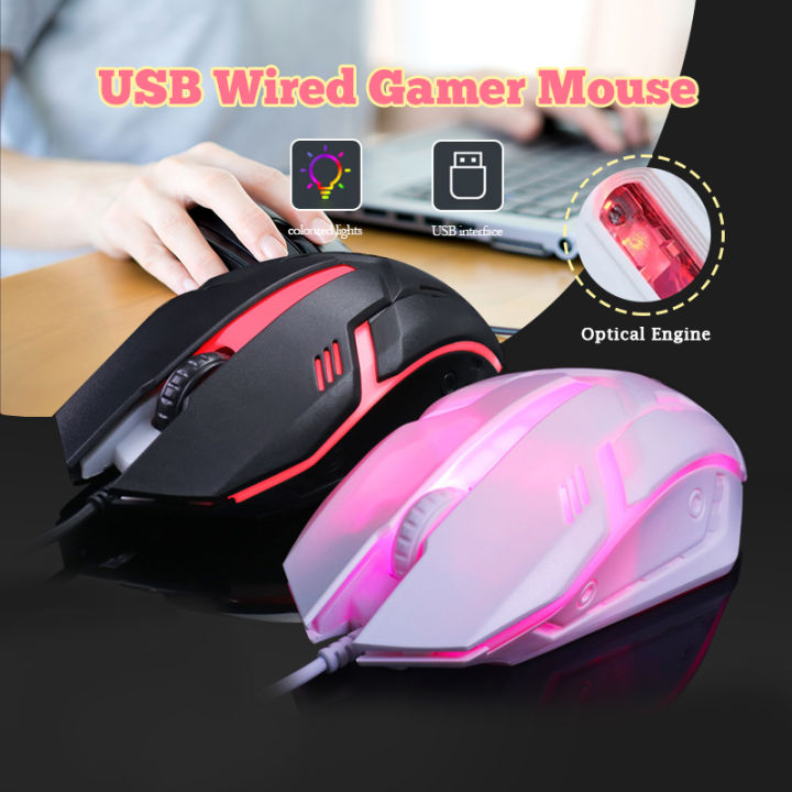 Wired Gaming mouse LED Colorful Backlight mouse for laptop pc computer ...