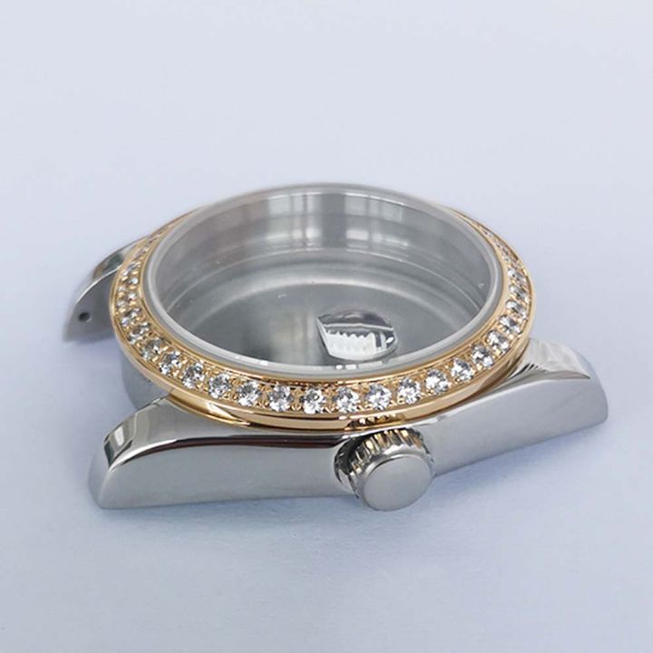 36Mm Case Rose Silver Steel Transparent Back Sapphire Glass Diamond ...