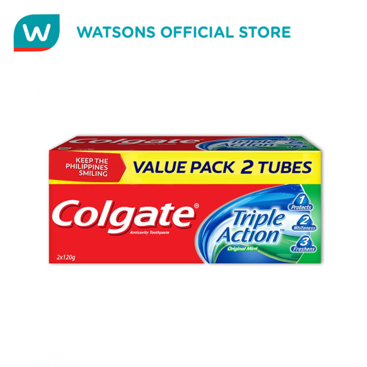COLGATE Triple Action Anti-Cavity Family Toothpaste 120g Twin Pack ...