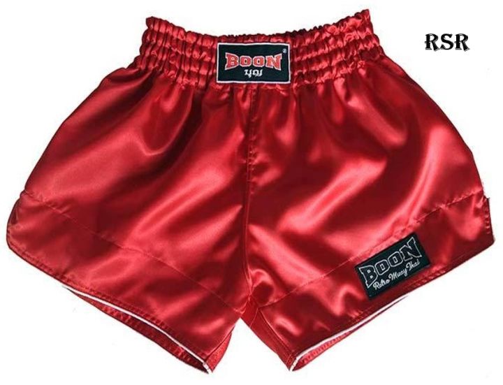 BOON Boxing Shorts Retro Muay Thai style Shorts Retro Red ( Size S,M,L ...