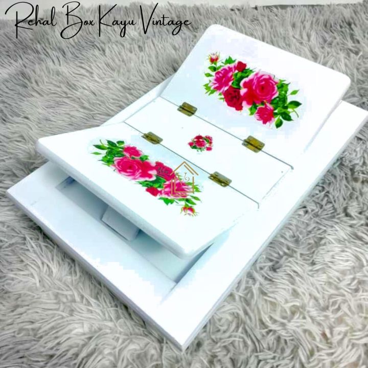 Rehal box vintage mengaji tempat simpan AL-QURAN wooden kayu hantaran ...