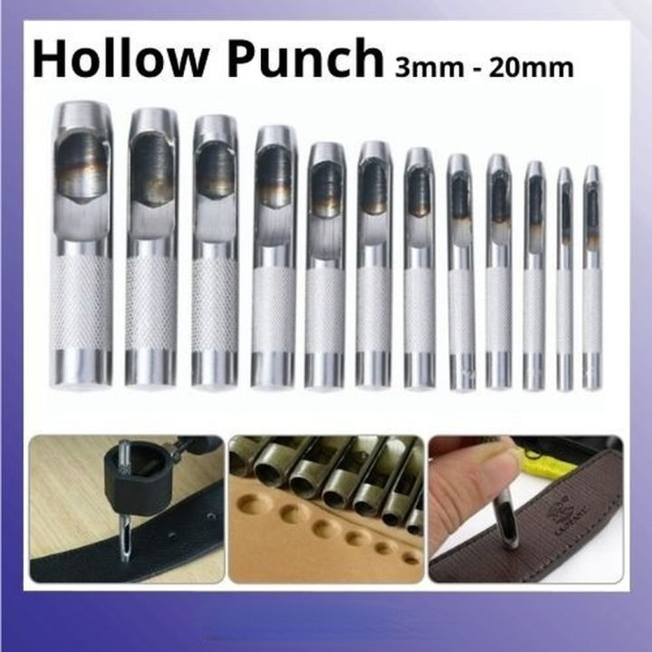 ใหม่ 12 ชิ้น Hollow Punch Set, หนังที่เจาะรูไม้, เครื่องมือตัดปะเก็น ...