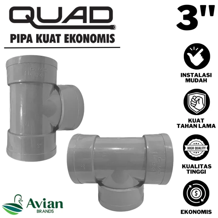 QUAD TEE 3 D INCH QUADT 3 D INCH SAMBUNGAN T 3 INCH QUAD VALVE | Lazada ...