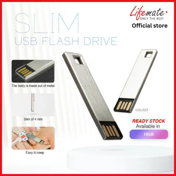 Slim USB Flash Drive/Thumb drive/Pen Drive 16GB - Metal body, Compact ...