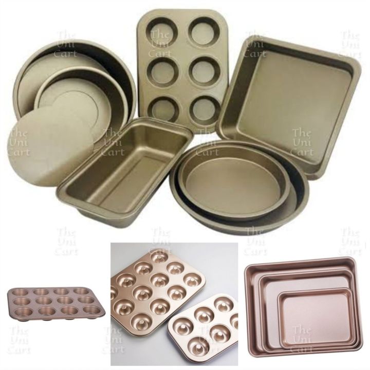 Non stick Golden Cupcake Muffin Molder Loaf Pan Cake Molder Square ...