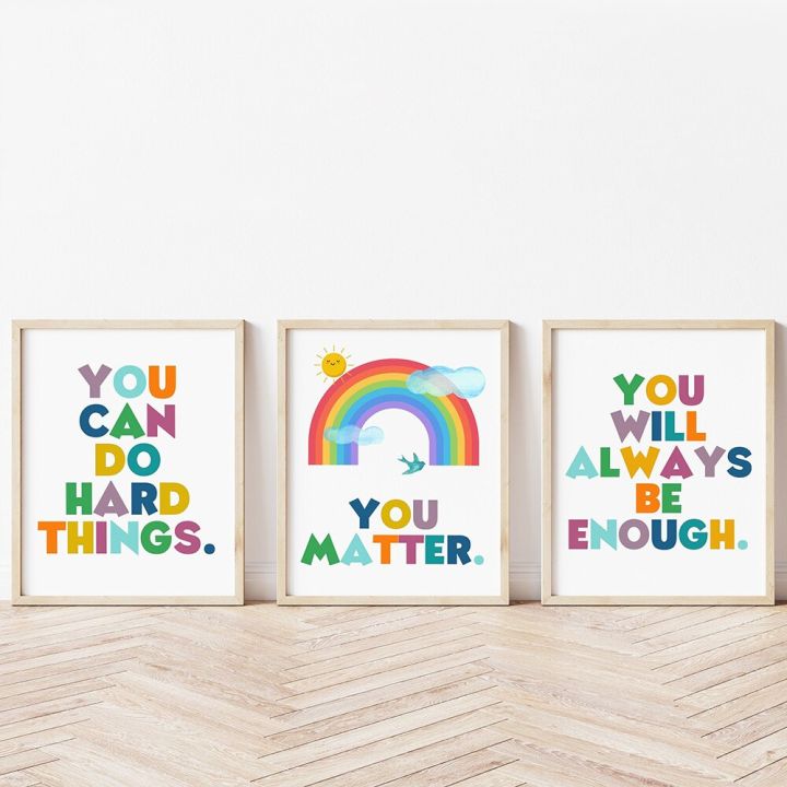 Motivational Positive Affirmations Kids Classroom Art Canvas Painting ... Motivational Positive Affirmations Kids Classroom Art Canvas Painting ...