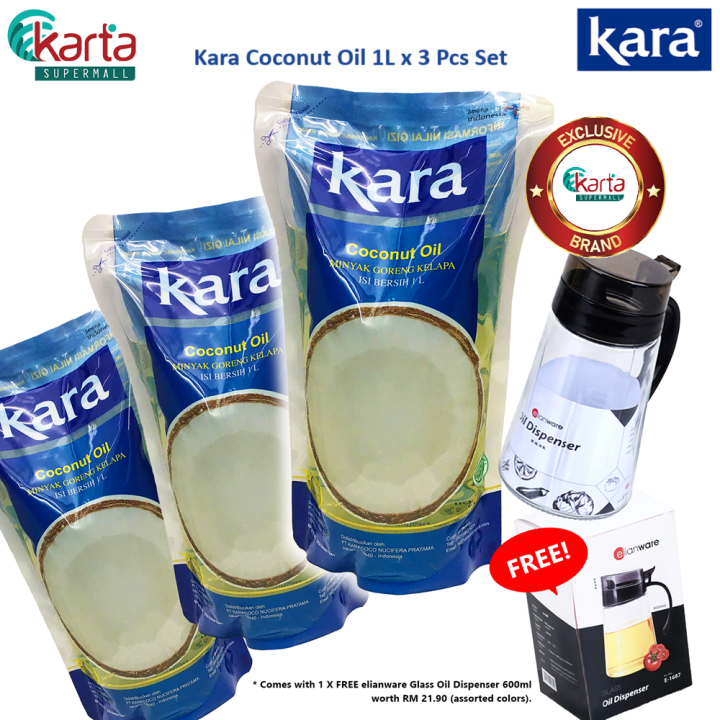 KARA Coconut Cooking Oil 1L Refill x 3 Packs | Lazada