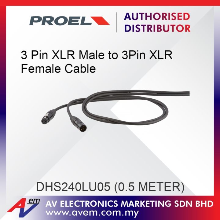 Proel DHS240LU2 (DHS-240LU2) Balanced Cable 3 Pin XLR Male to 3 Pin XLR ...