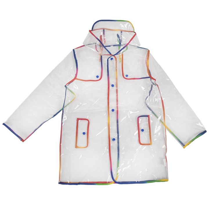 Children Raincoat Eva Transparent Clear Rainwear Hooded Outdoor Touring ...