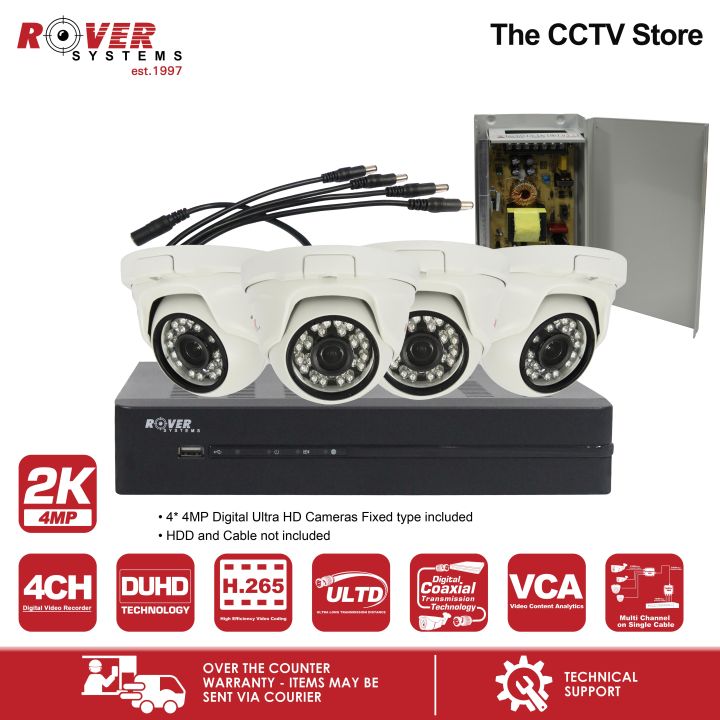 Rover 4CH UltraHD DVR + 4 units 2K 4MP Ultra HD CCTV Camera Fixed type ...