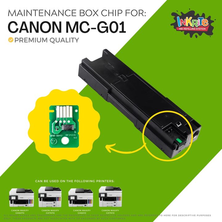 Inkrite MC-G01 Maintenance Box Chip for Canon GX5070 GX6010 GX6020 ...