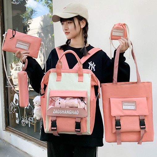 5in1 Sets/Korean Style Backpack School Bag Beg Sekolah Casual Bag Beg ...