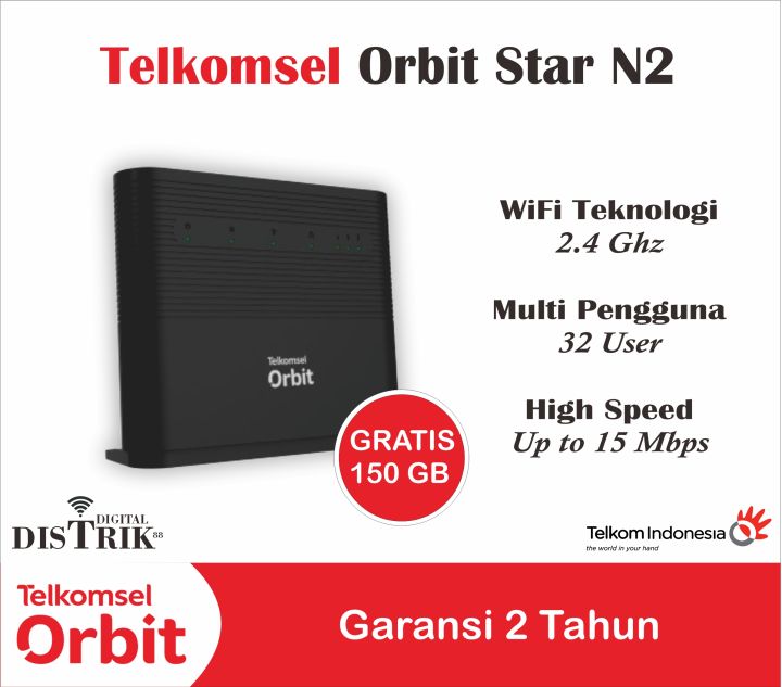 Telkomsel Orbit Star N2 Modem Router Wifi 4G Gratis Kuota Total 150GB ...