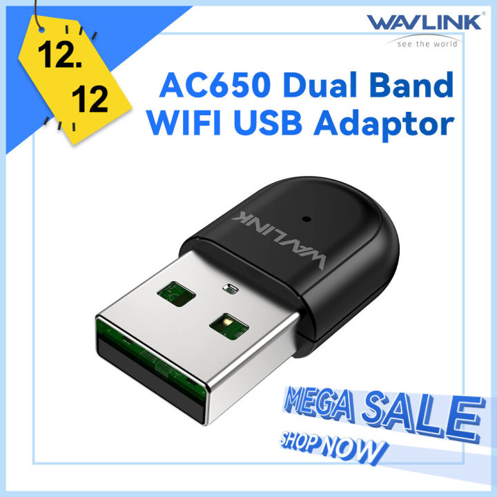 Wavlink AC650 USB Wireless Adapter Dual Band 2.4G/5G Network Card Wi-Fi ...