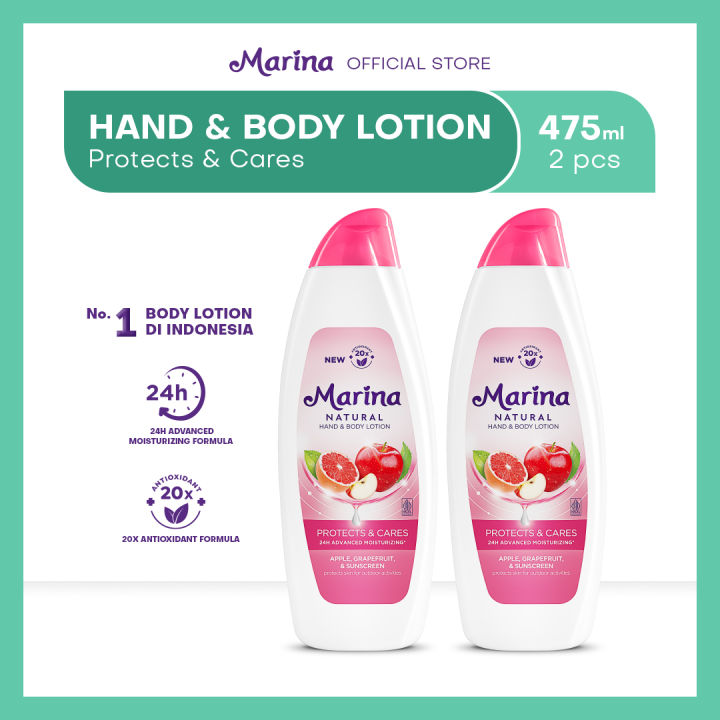 Twin Pack Marina Hand Body Lotion Natural 475 ml - Protect & Cares [2 ...