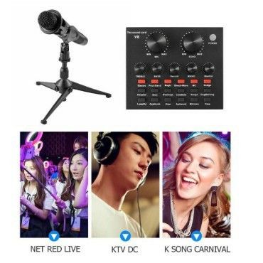 BM-800 +V8 / L8 Sound Card Series Microphone Condenser Mic Recording ...