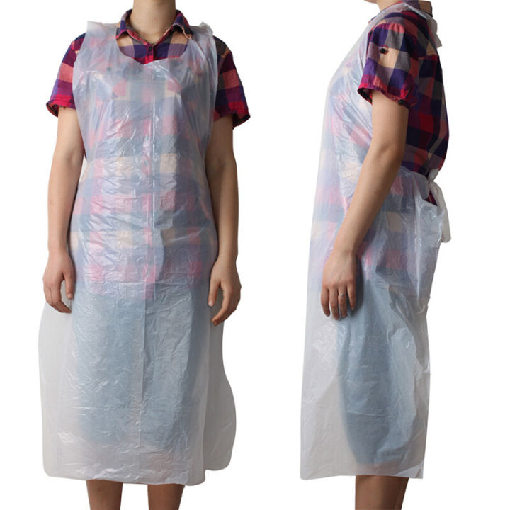 10/20/30/40/50/100 pcs Disposable Plastic Aprons White Polythene Aprons ...