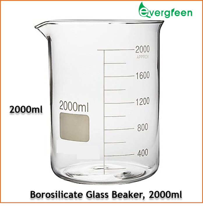 Glass Beaker Low Form with Spout, Borosilicate material, 2000ml | Lazada