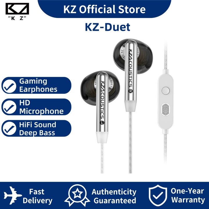 KZ Duet Dual Driver Wired Earbuds for Gaming in-Ear Headphones with ...