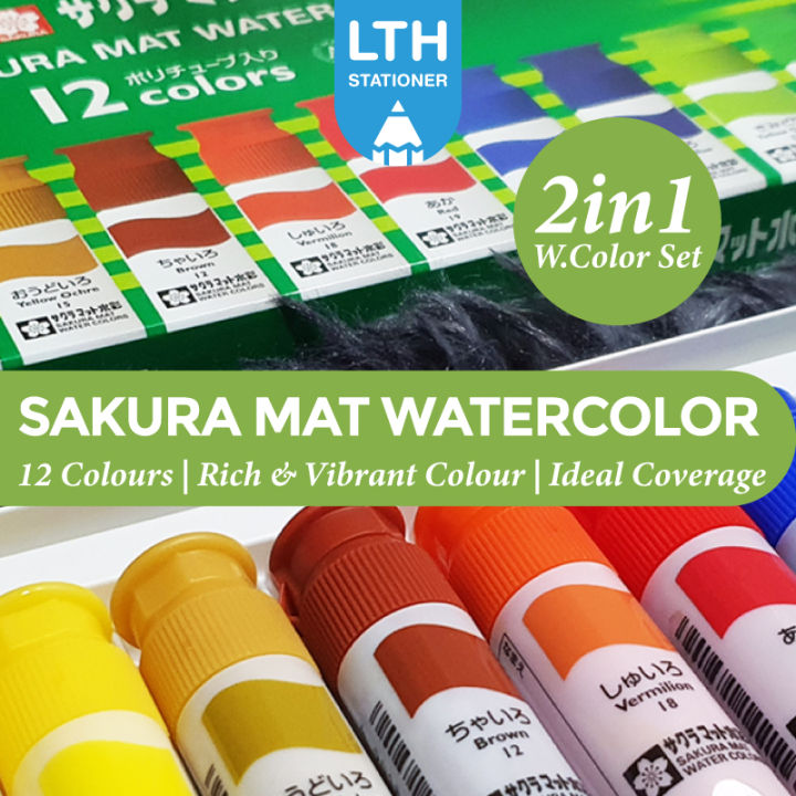 LTH Sakura Mat Watercolour Set 12 Colour Set Water Colour Artist ...