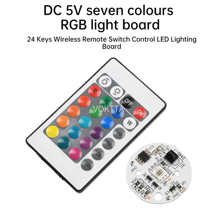5V RGB LED Board with 24-Button Wireless Remote - Color Changing Light ...