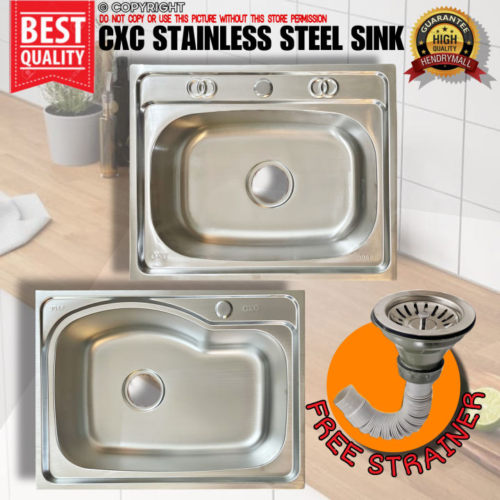 XOX Sus 304 Stainless Steel Kitchen Sink Single Bowl with Free Strainer ...
