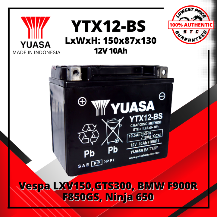 Yuasa Motorcycle Battery YTX12-BS 12V 10Ah | Lazada PH