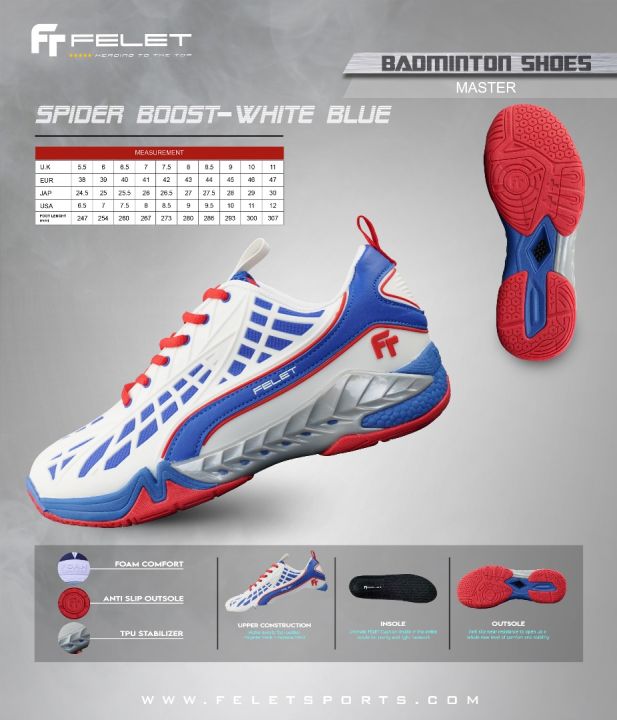FELET SPIDER BOOST BADMINTON SHOES 100% Original by FLEET | Lazada
