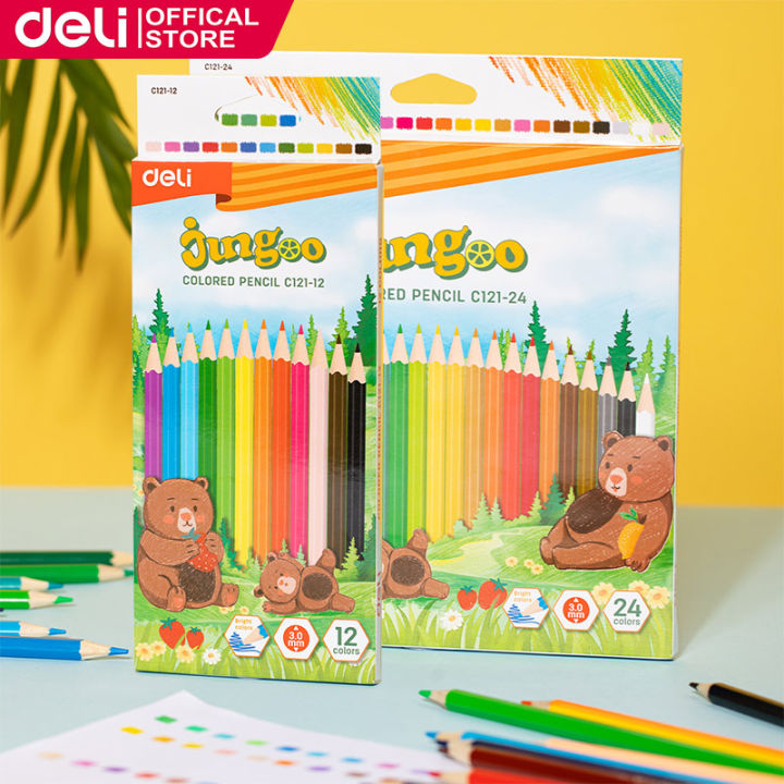 Deli Jungle Color Pencils Set 12/24 Colors Artist Painting Pencil ...