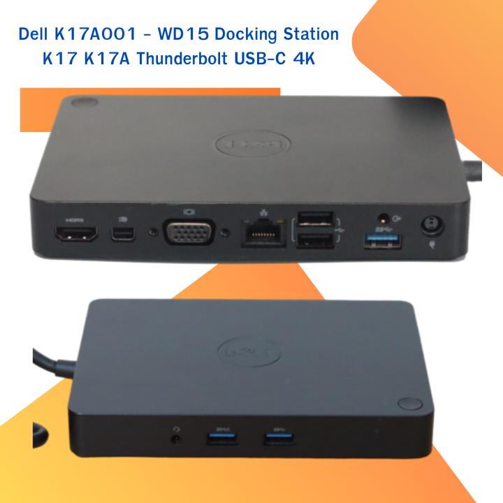 เดล Dell K17A001 - WD15 Docking Station K17 K17A Thunderbolt USB-C 4K ...